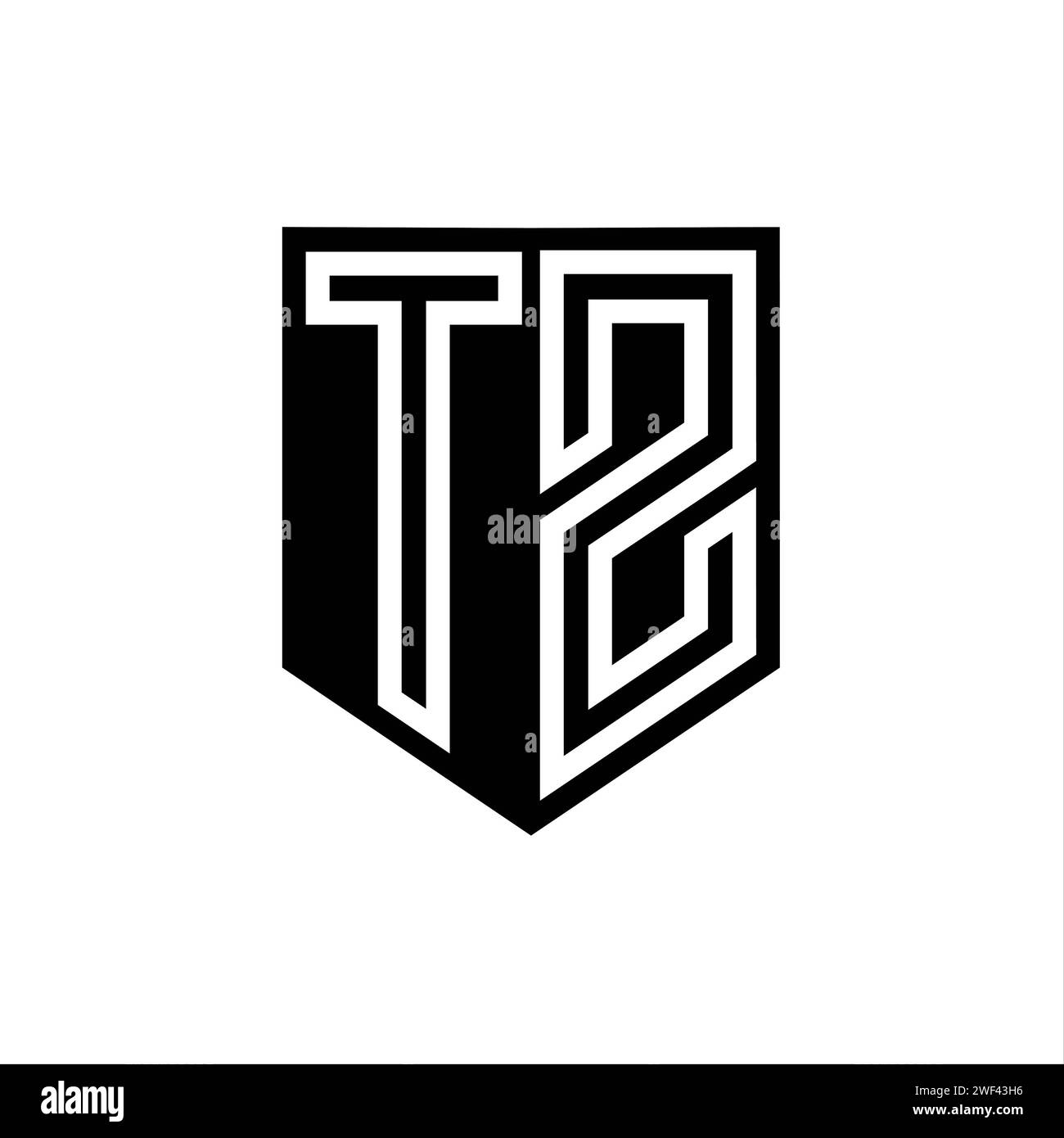 TZ Letter Logo monogram shield geometric line inside shield style design template Stock Photo ...