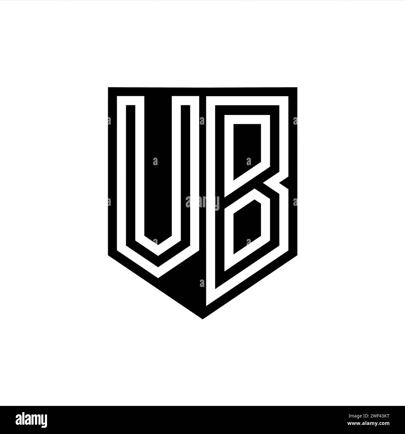 VB Letter Logo monogram shield geometric line inside shield style ...