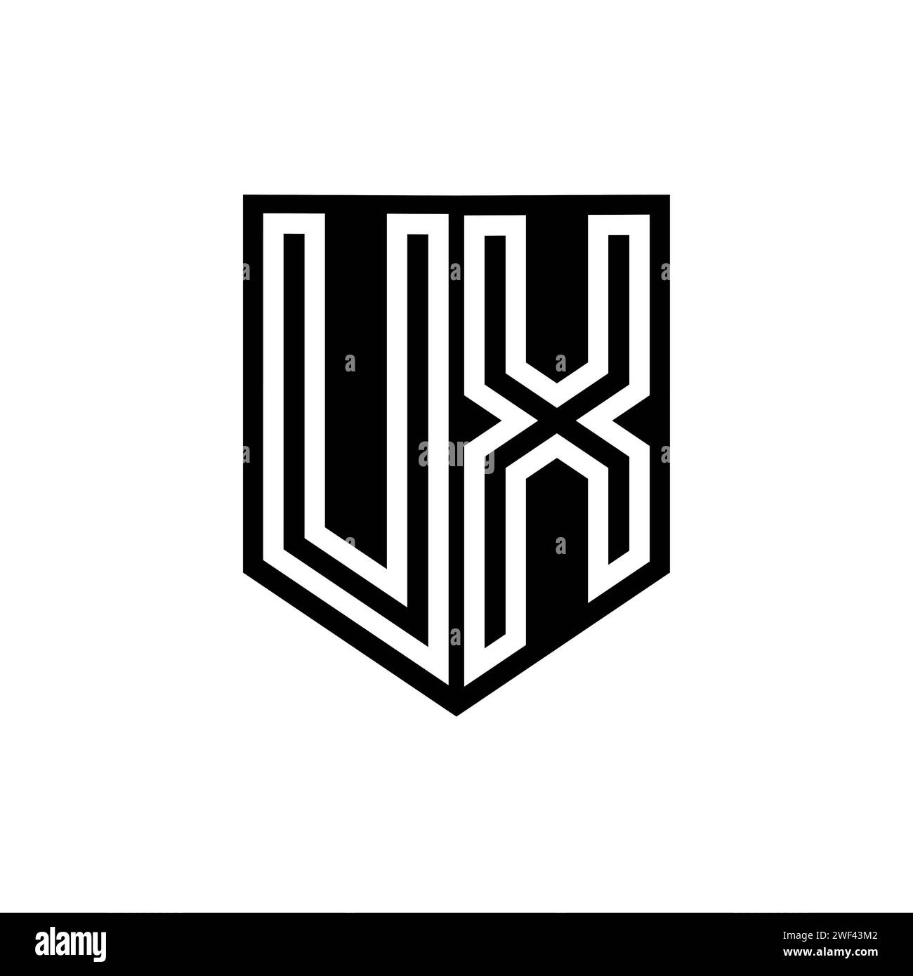 UX Letter Logo monogram shield geometric line inside shield style design template Stock Photo ...