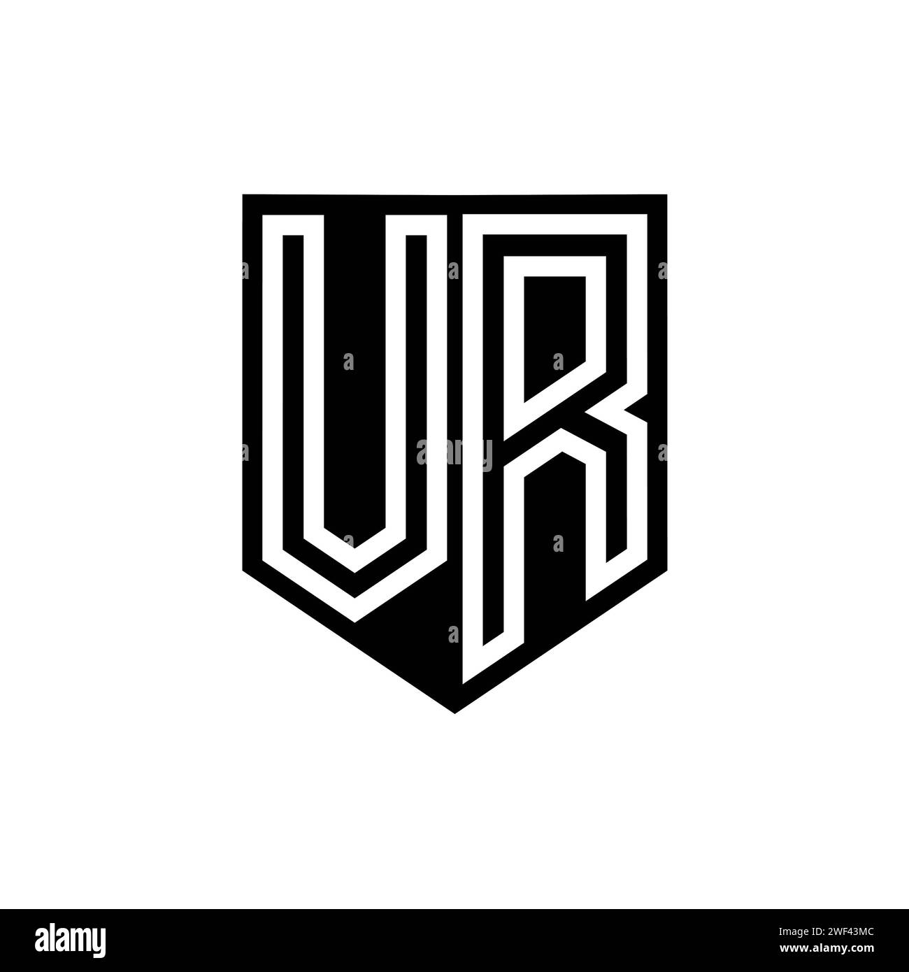 VR Letter Logo monogram shield geometric line inside shield style ...