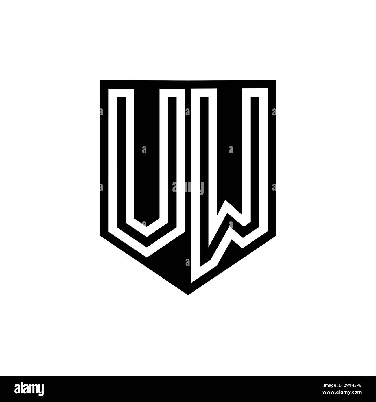 VW Letter Logo monogram shield geometric line inside shield style ...