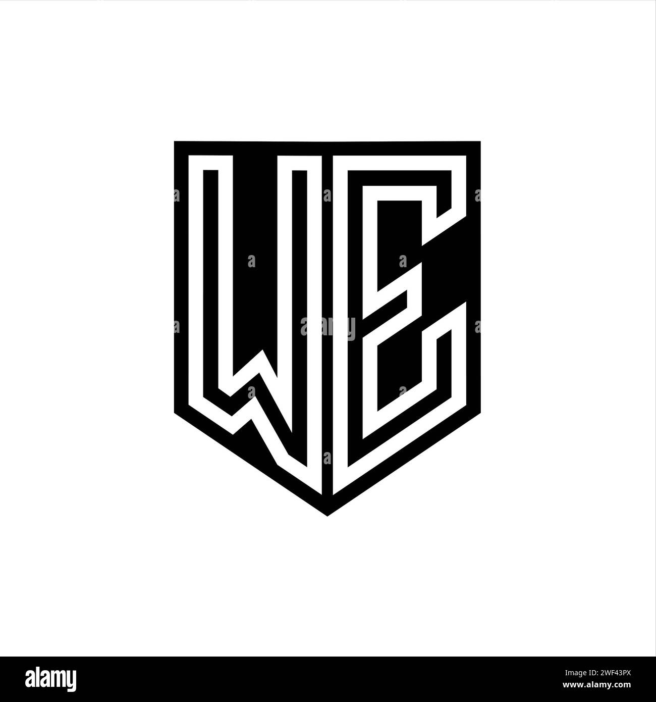 WE Letter Logo monogram shield geometric line inside shield style ...