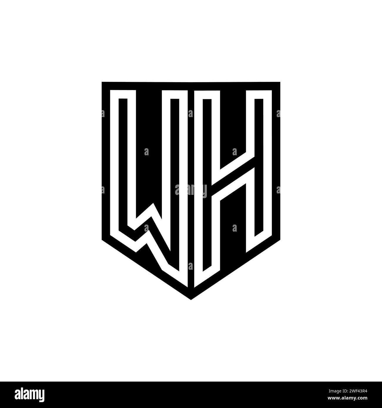 WH Letter Logo monogram shield geometric line inside shield style design template Stock Photo ...