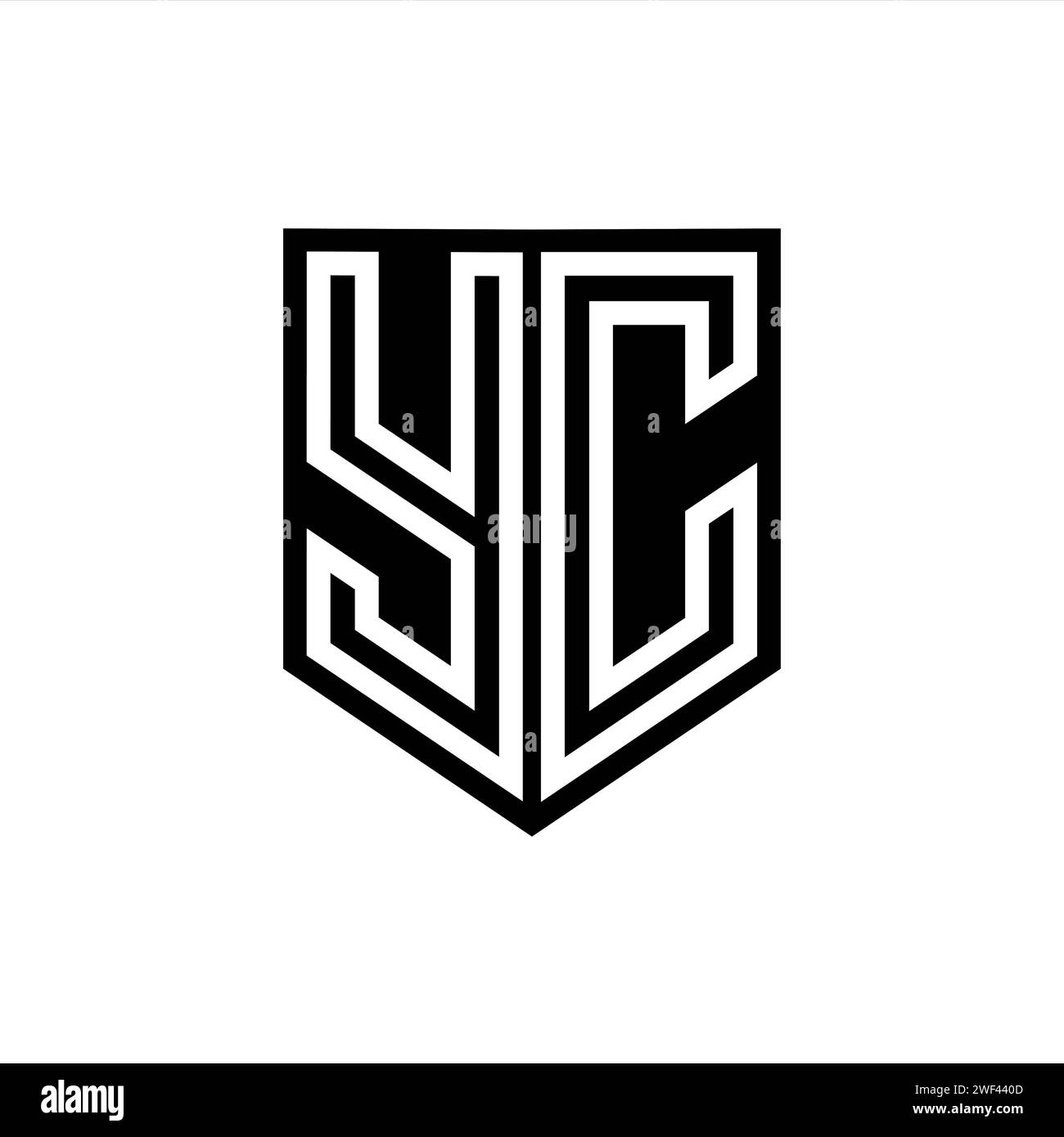 YC Letter Logo monogram shield geometric line inside shield style ...