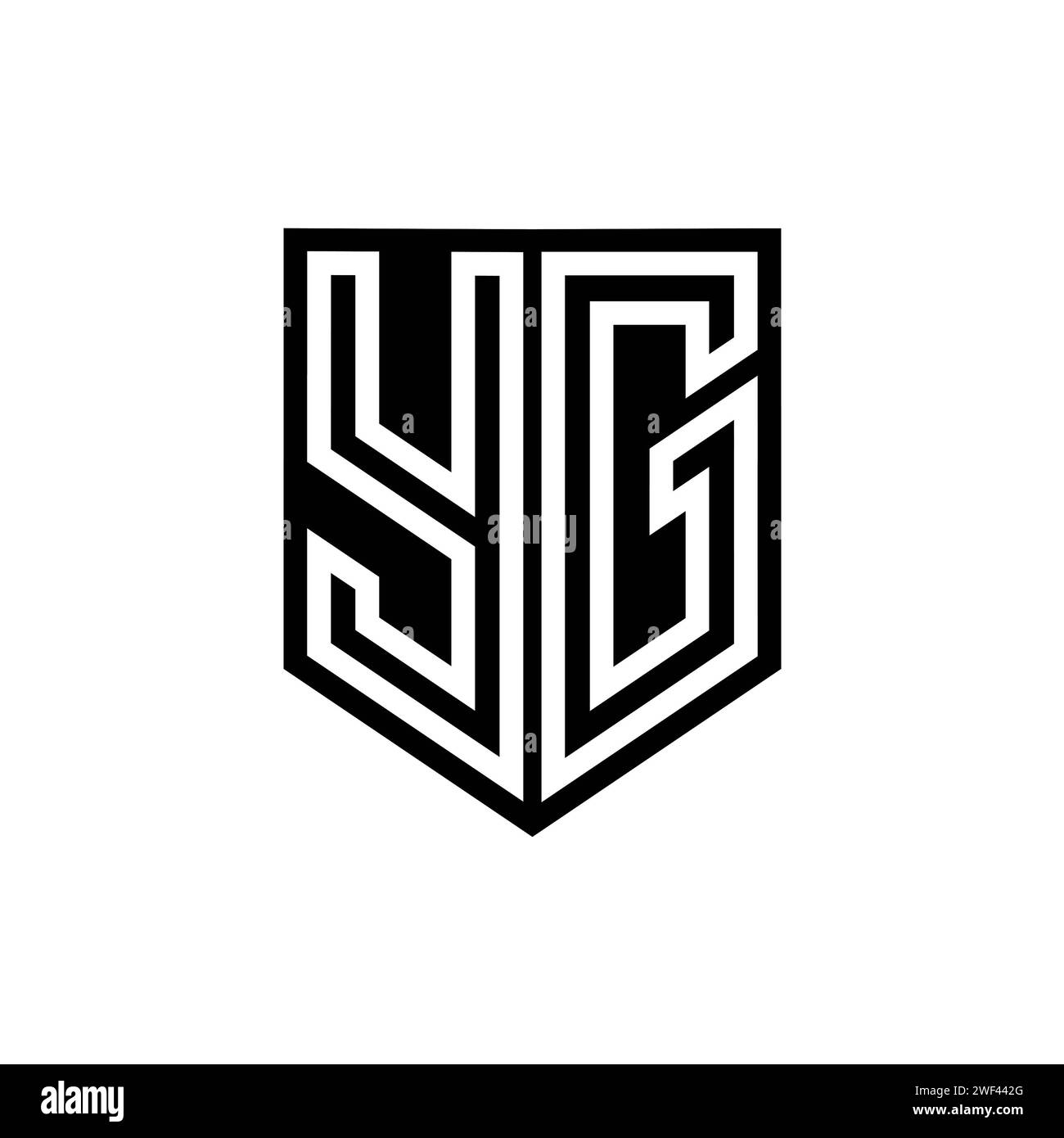 YG Letter Logo monogram shield geometric line inside shield style ...
