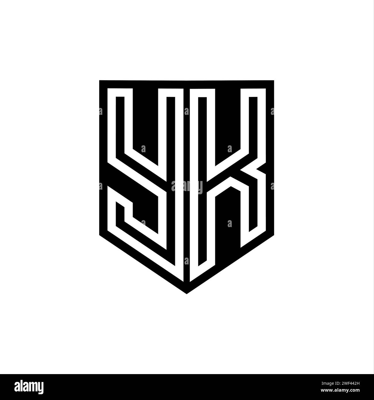 YK Letter Logo monogram shield geometric line inside shield style ...
