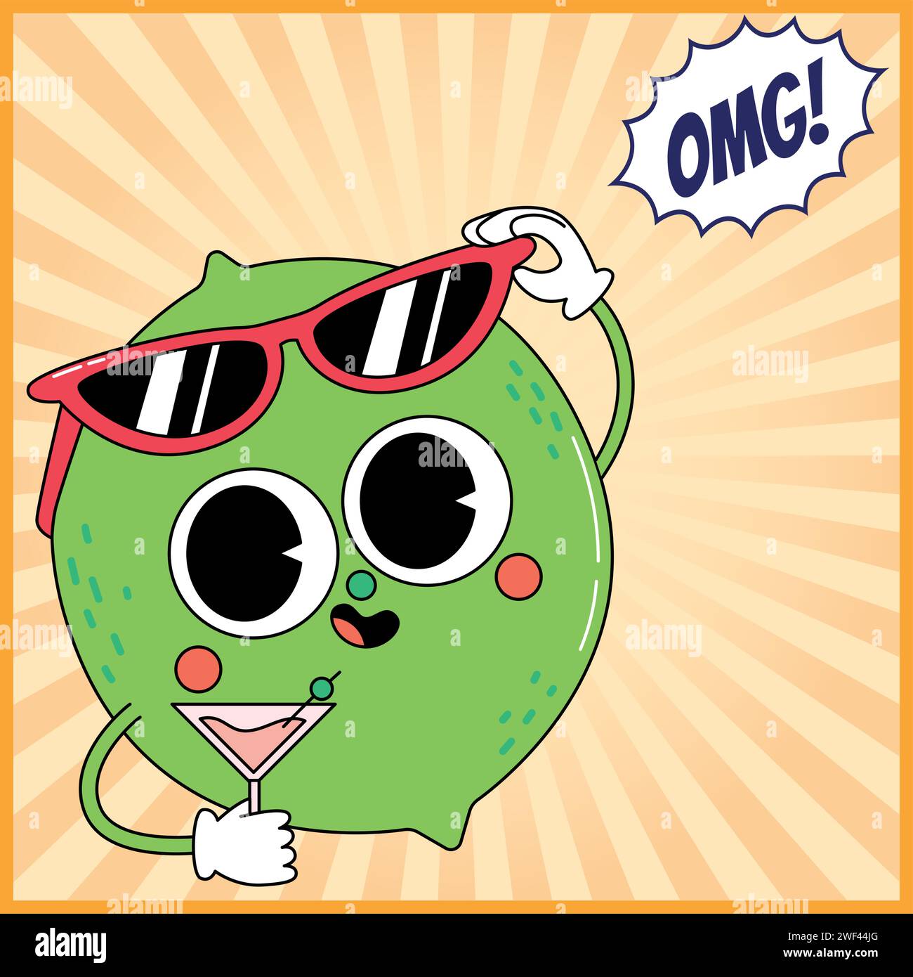 Lime pop art limom cartoon design vector image Stock Vector Image & Art ...