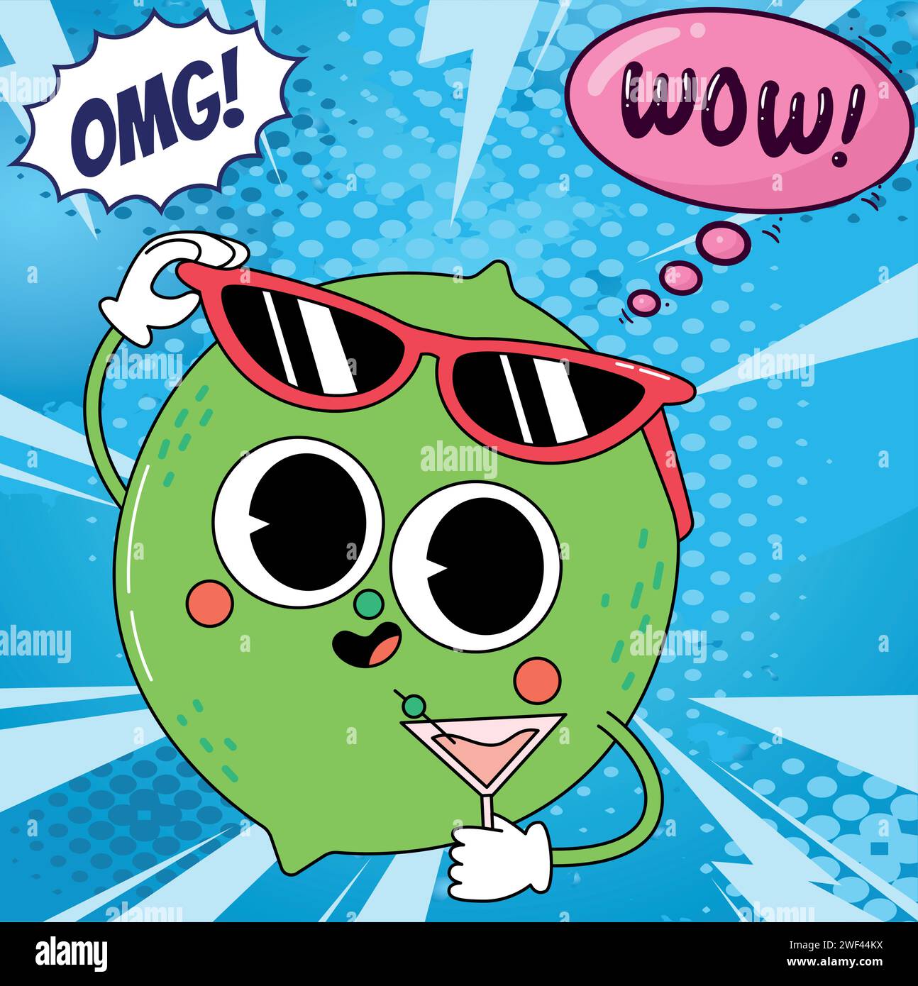 Lime pop art limom cartoon design vector image Stock Vector Image & Art ...