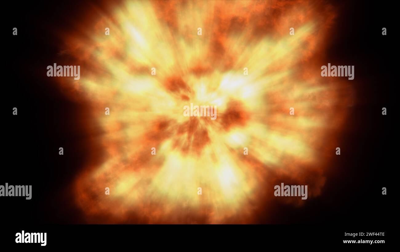 fire flame ball explosion in space, abstract illustration Stock Photo ...