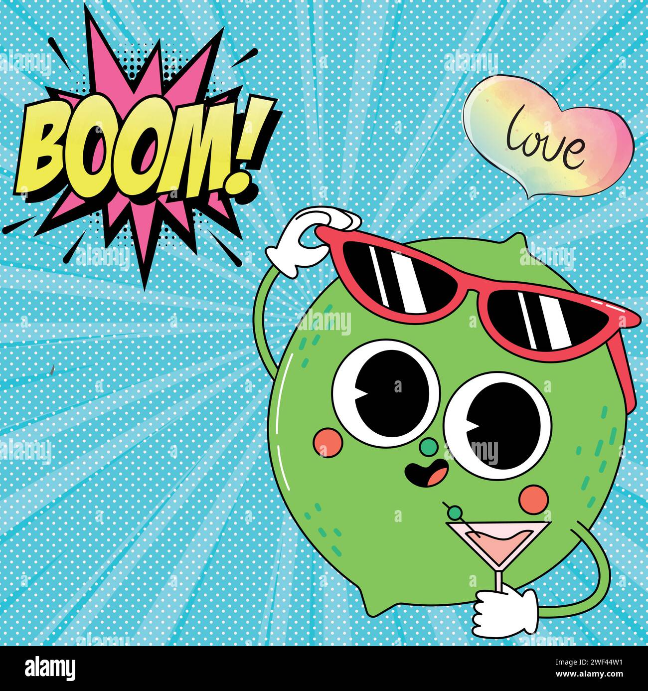 Lime pop art limom cartoon design vector image Stock Vector Image & Art ...