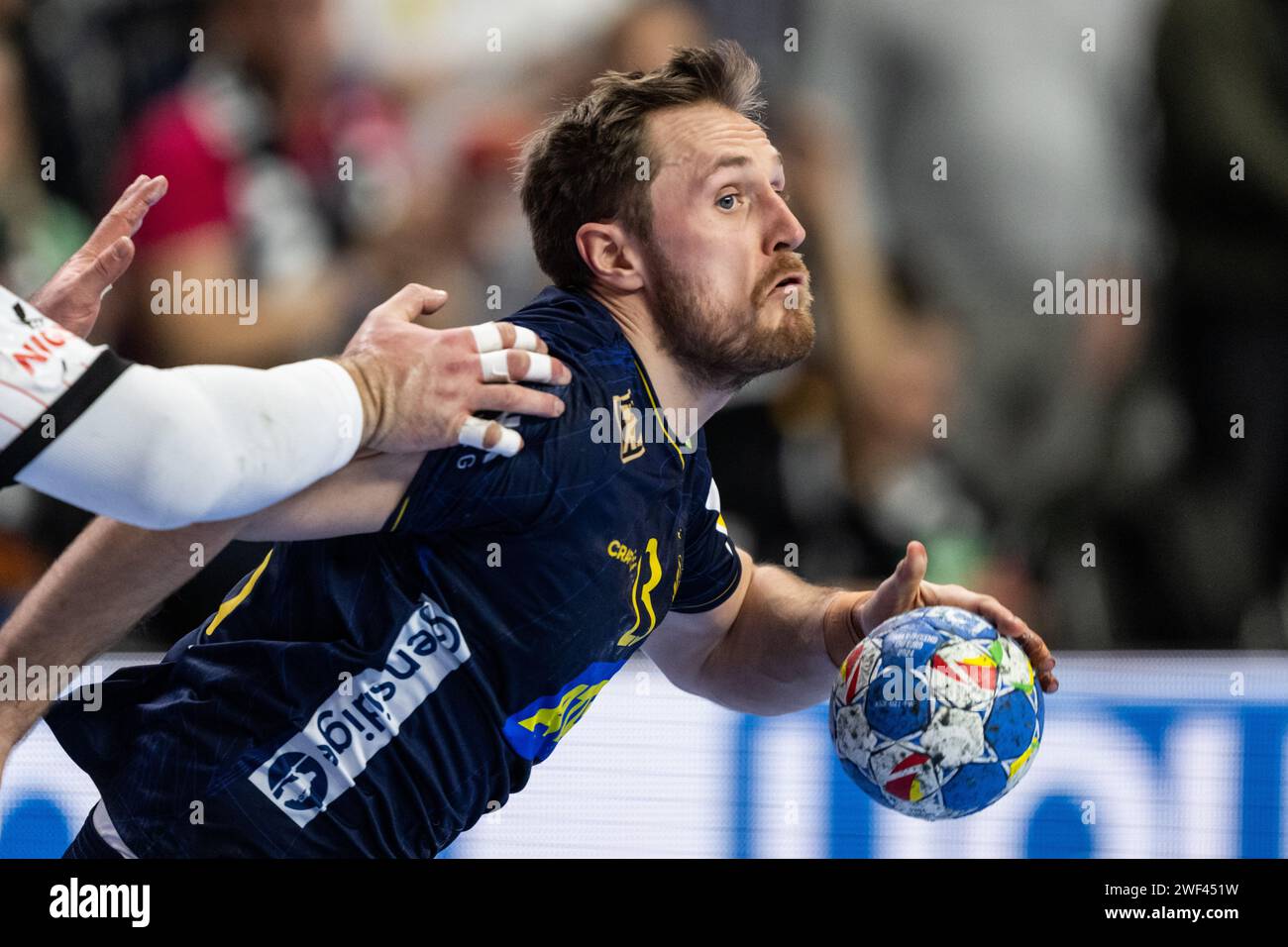 240128 Albin Lagergren of Sweden during the EHF European Handball ...