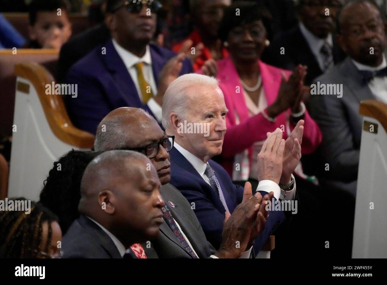 President Joe Biden, center, and Rep. Jim Clyburn, D-S.C., second left ...