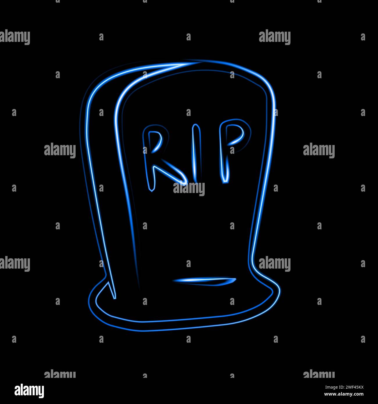 Vector isolated illustration of grave with neon effect. Memorial day ...