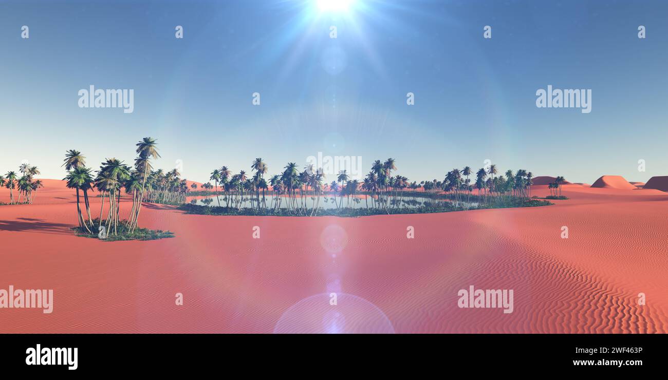 Beautiful natural background -African oasis 3d rendering illustration ...