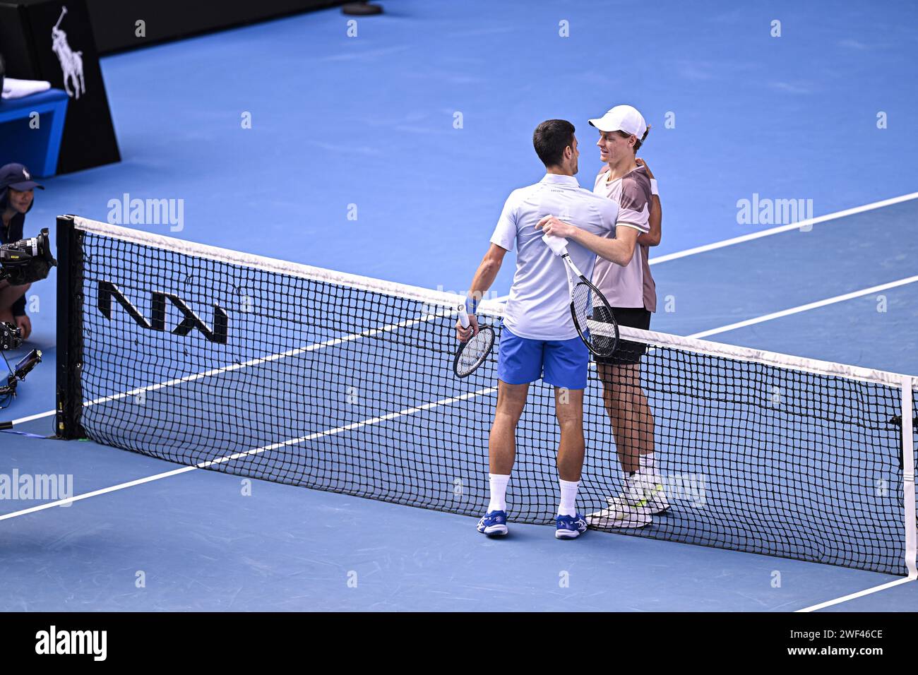 Jannik Sinner of Italy wins over Novak Djokovic of Serbia during the ...