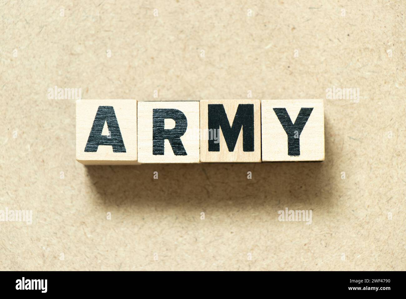 Alphabet letter block in word army on wood background Stock Photo - Alamy