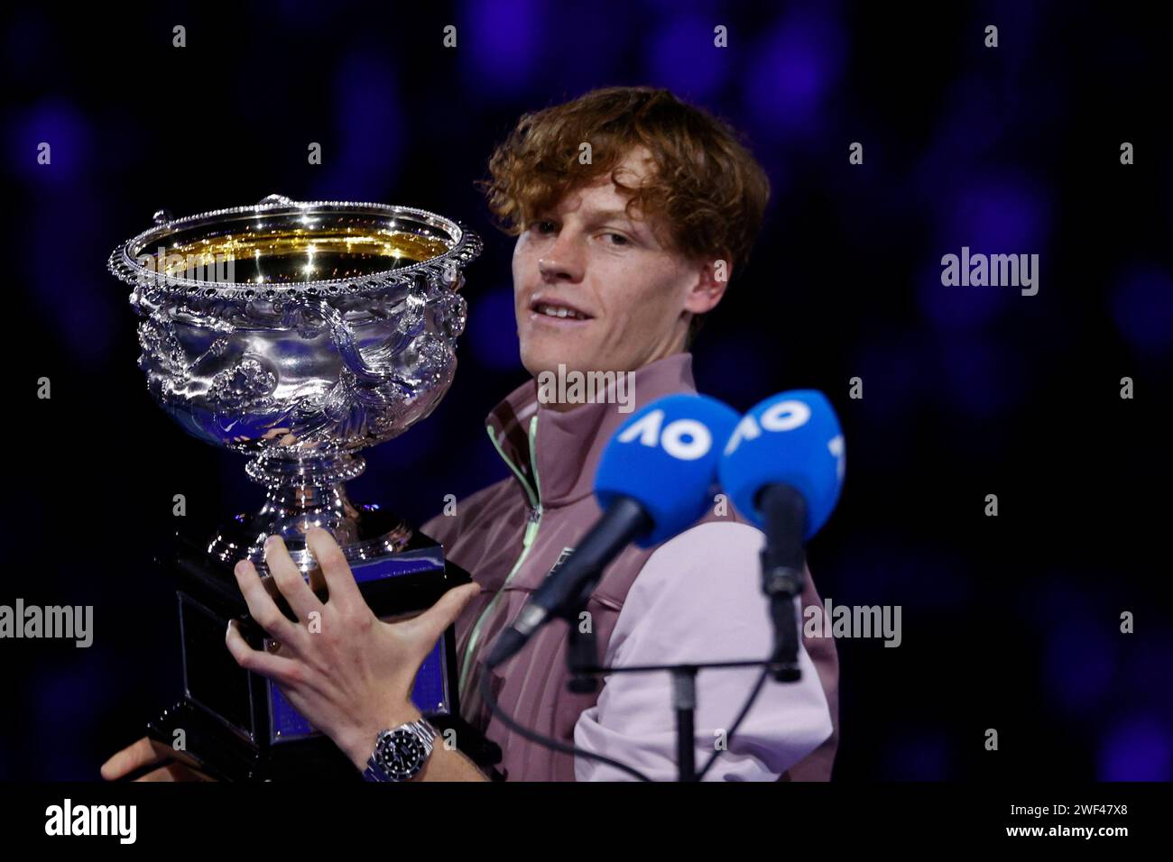 Jannik Sinner ( ITA) lift the trophy after win their round final match ...