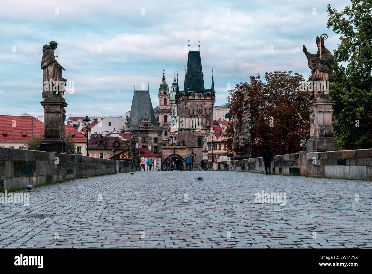 Cobbled Path to History: The Iconic Charles Bridge under a Moody Sky in ...