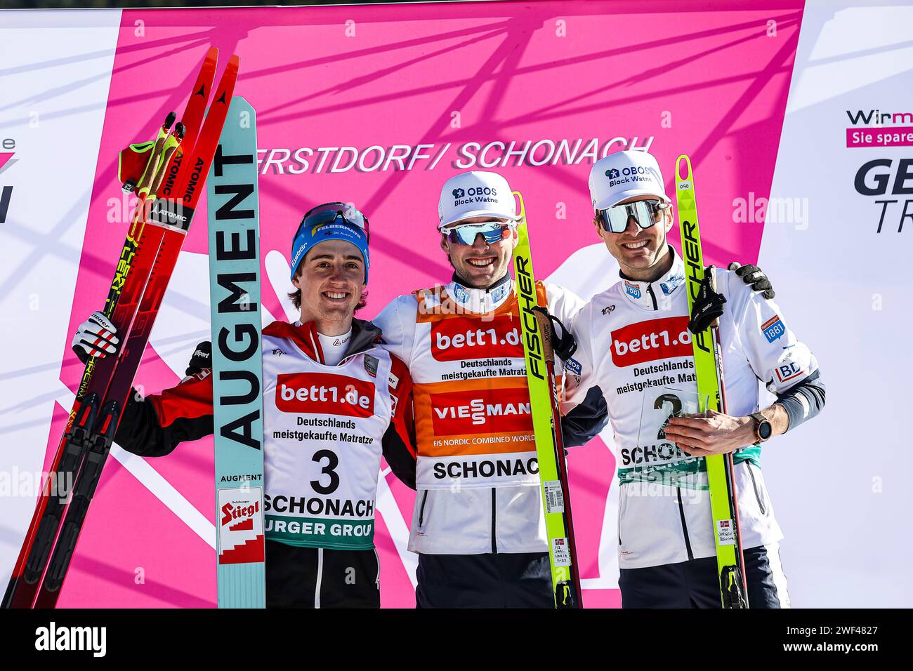 Schonach, Deutschland. 28th Jan, 2024. Siegerehrung der Maenner Wir machen Druck Preis 1.Patz ...