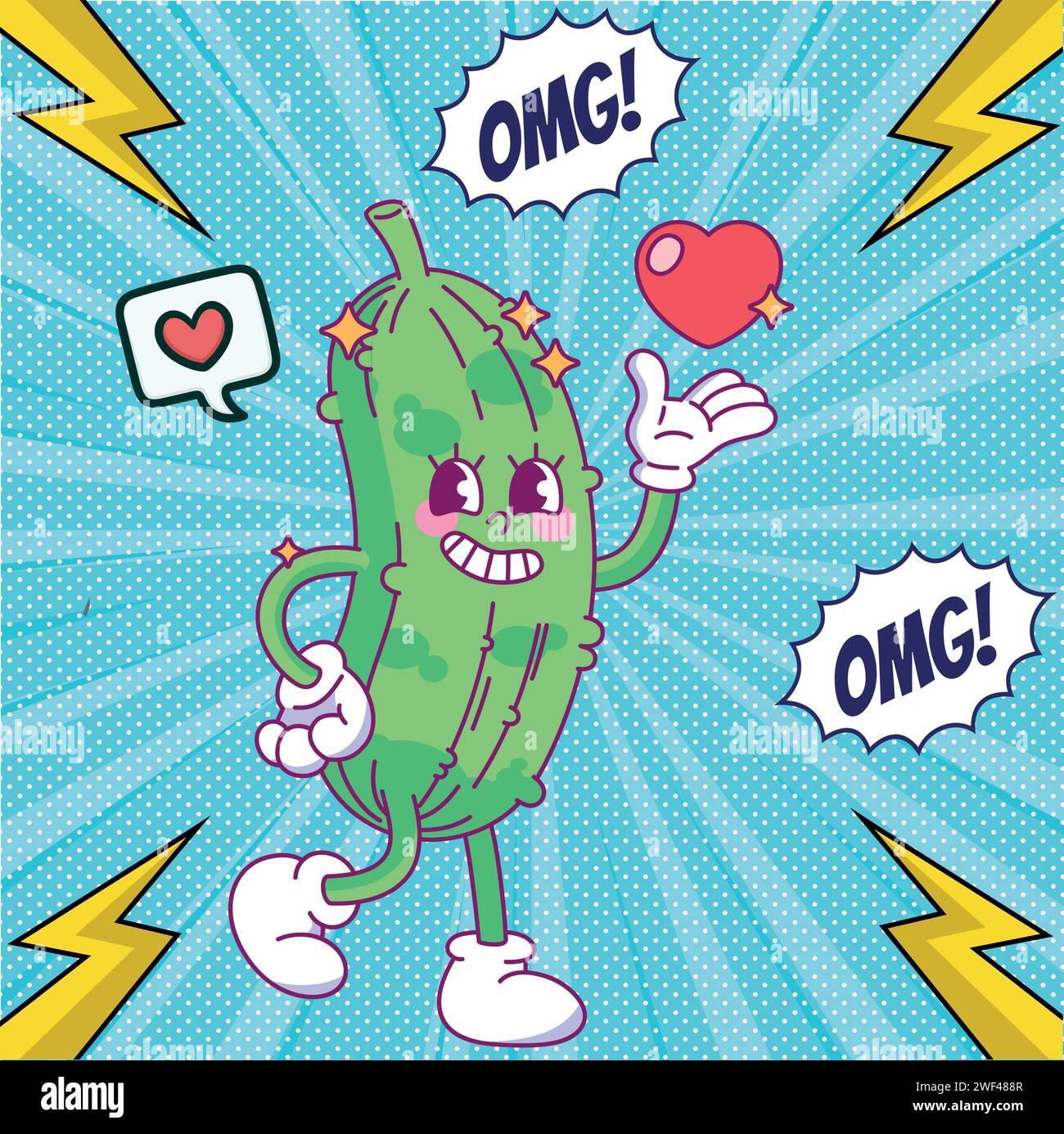 pickle pop art pickle cartoon design vector image Stock Vector Image ...