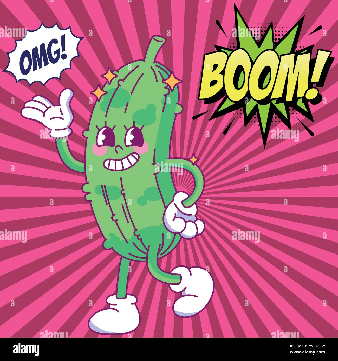 pickle pop art pickle cartoon design vector image Stock Vector Image ...