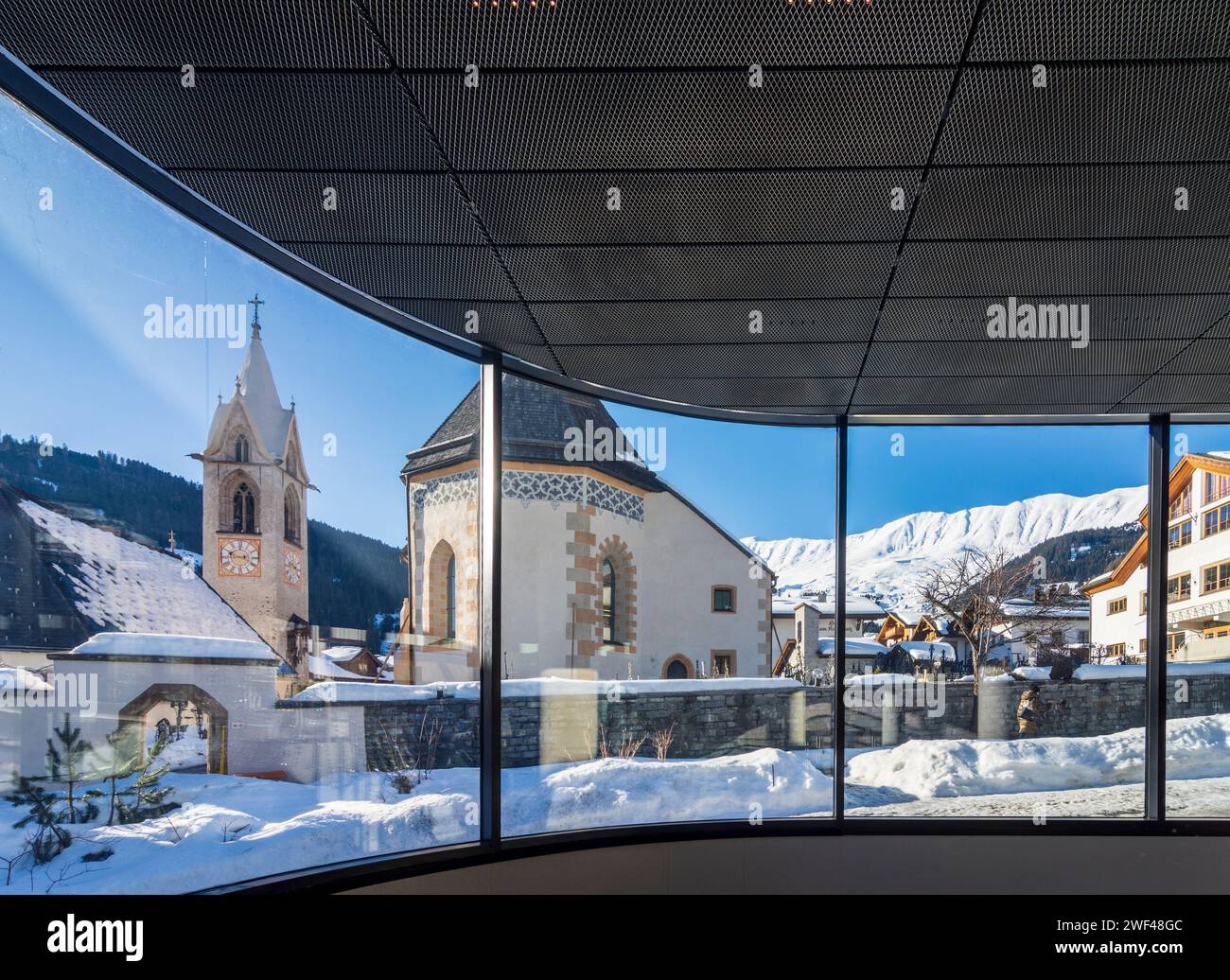 Serfaus: church Serfaus, U-Bahn Serfaus station entrance building ...