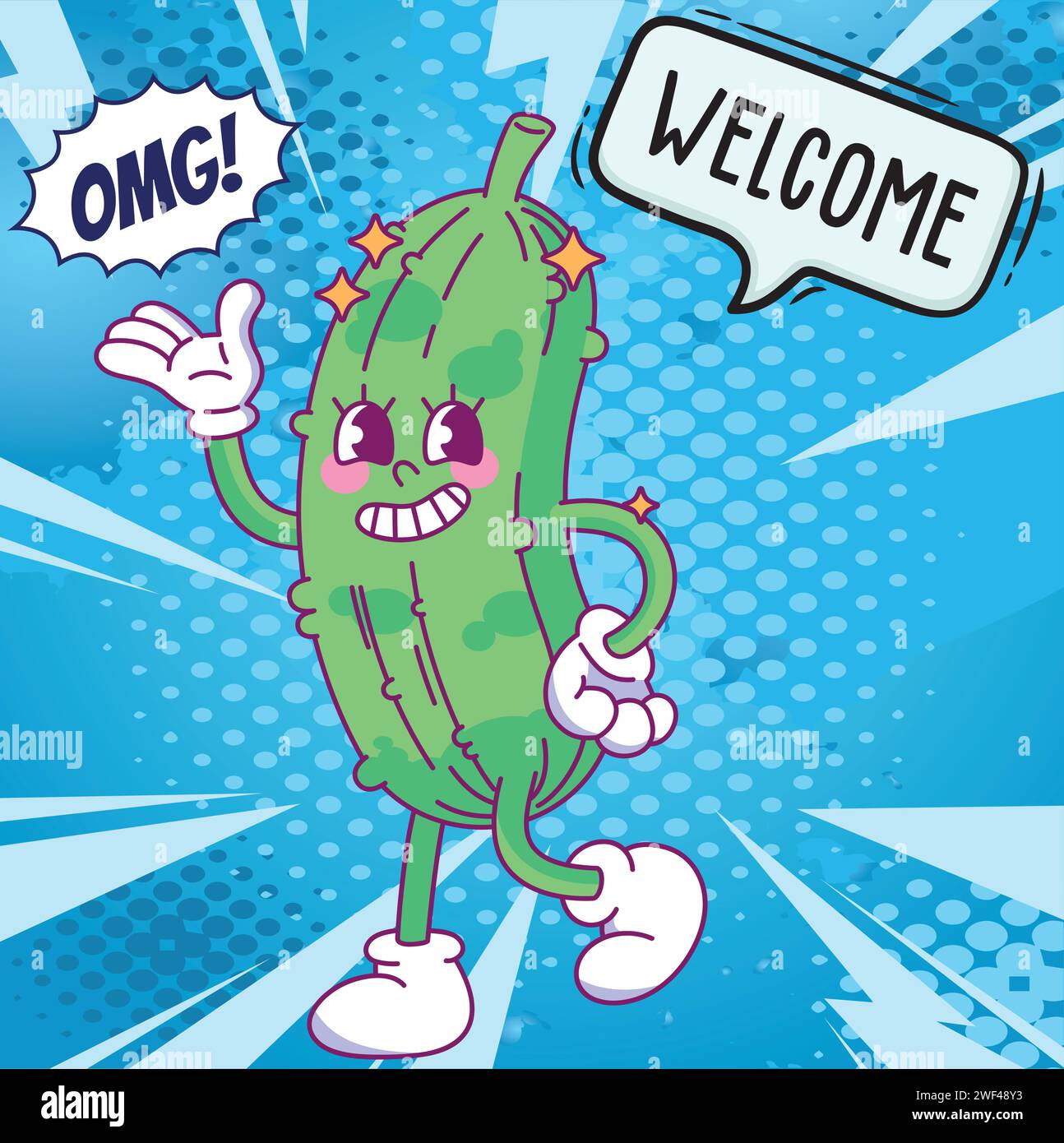 pickle pop art pickle cartoon design vector image Stock Vector Image ...