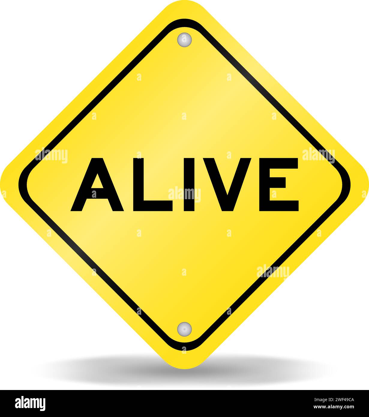 Yellow color transportation sign with word yellow on white background ...