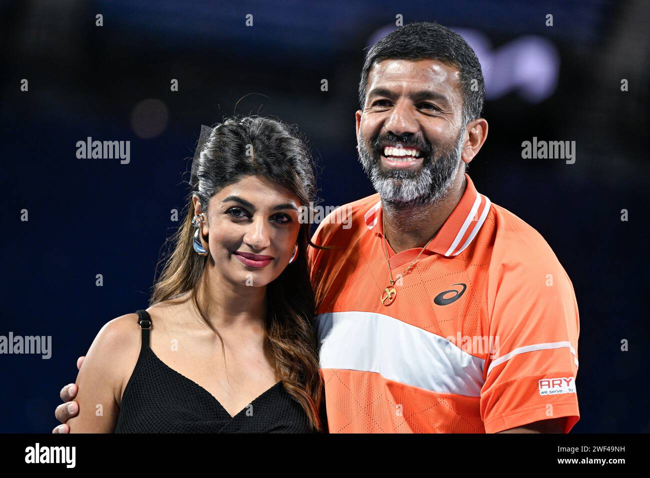 Melbourne, Australie. 27th Jan, 2024. Rohan Bopanna with his wife ...