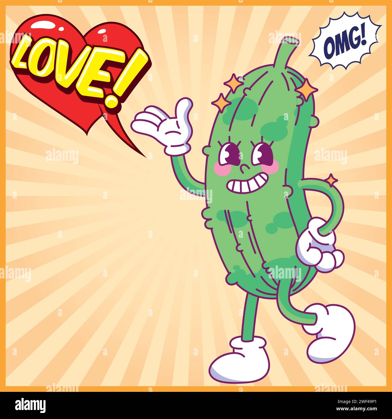 pickle pop art pickle cartoon design vector image Stock Vector Image ...