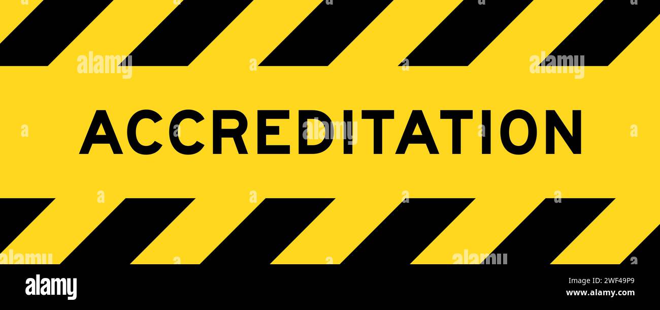 Yellow and black color with line striped label banner with word ...