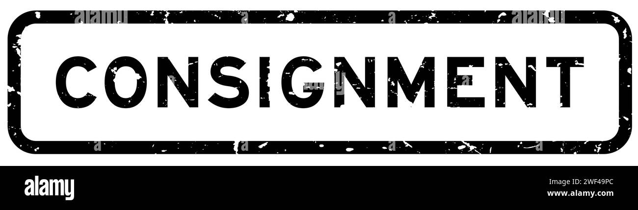 Grunge black consignment word square rubber seal stamp on white ...