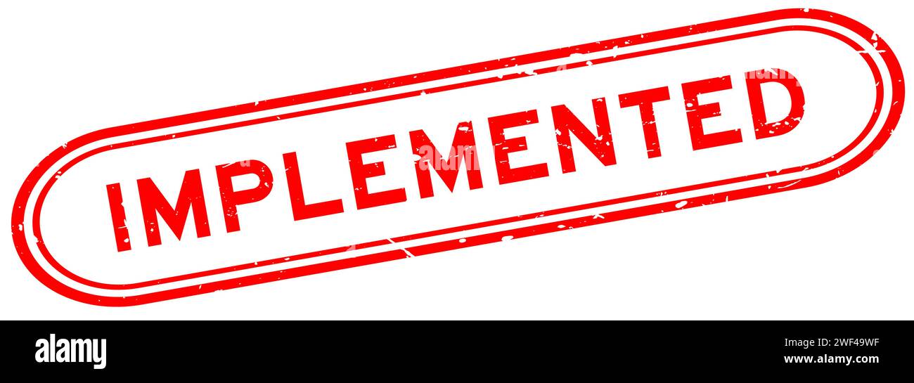 Grunge red implemented word rubber seal stamp on white background Stock Vector Image & Art - Alamy