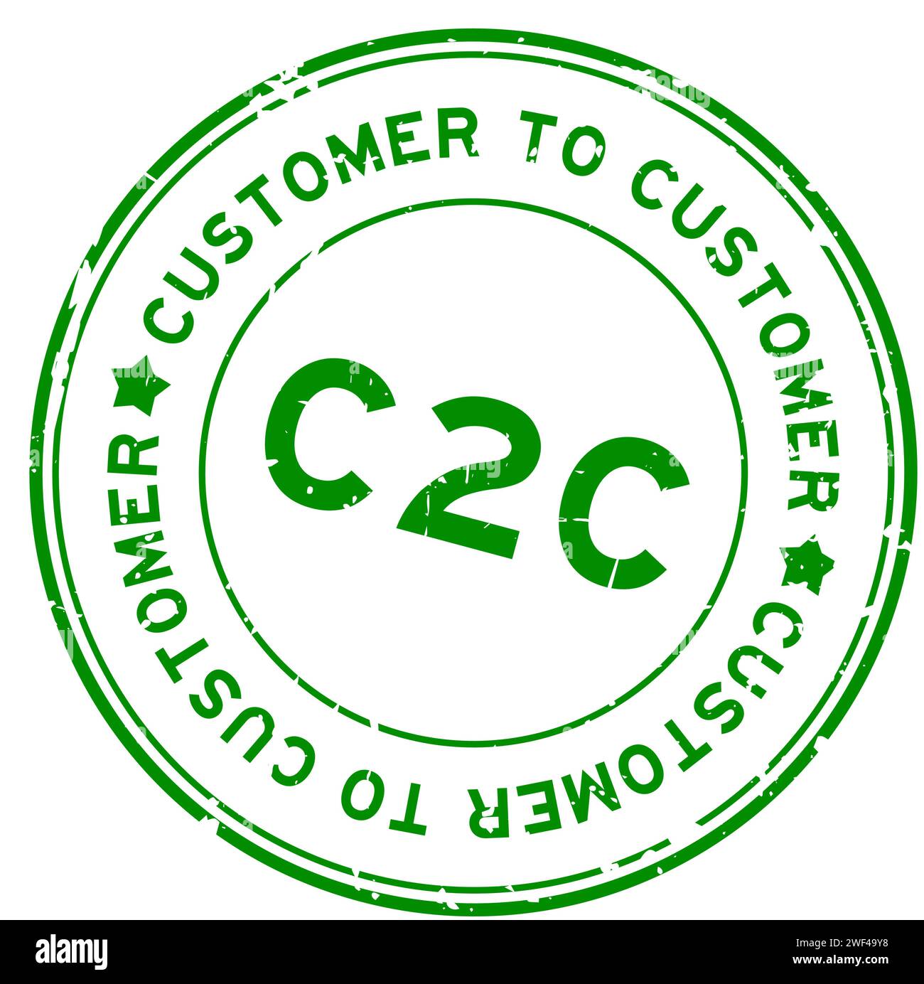 Grunge green C2C customer to customer word round rubber seal stamp on white background Stock ...
