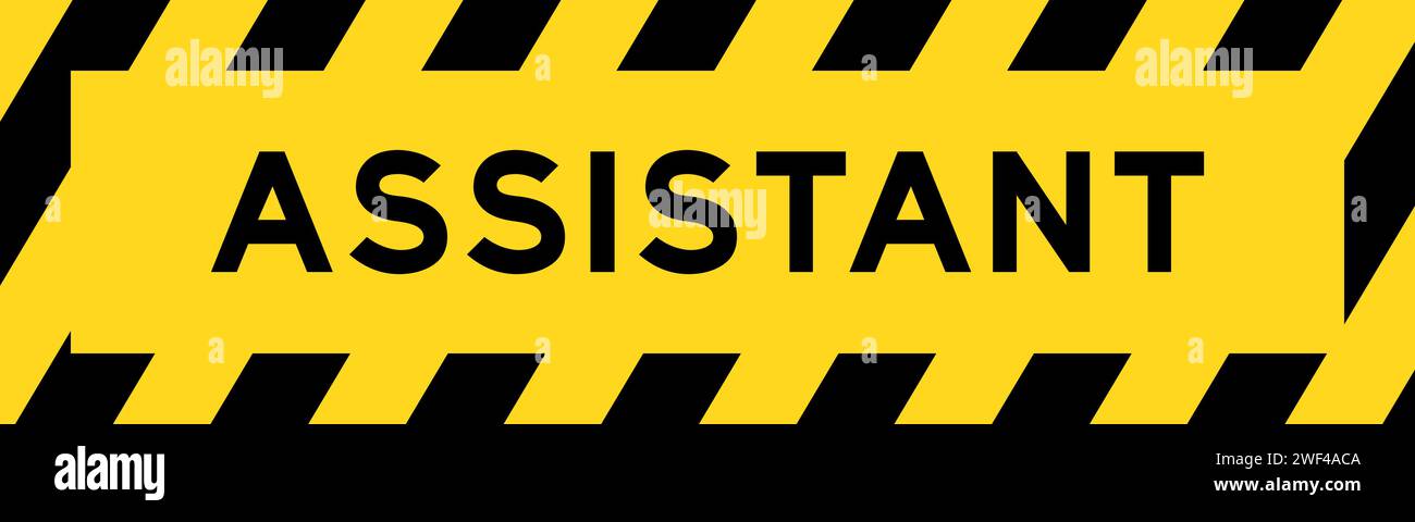 Yellow and black color with line striped label banner with word ...