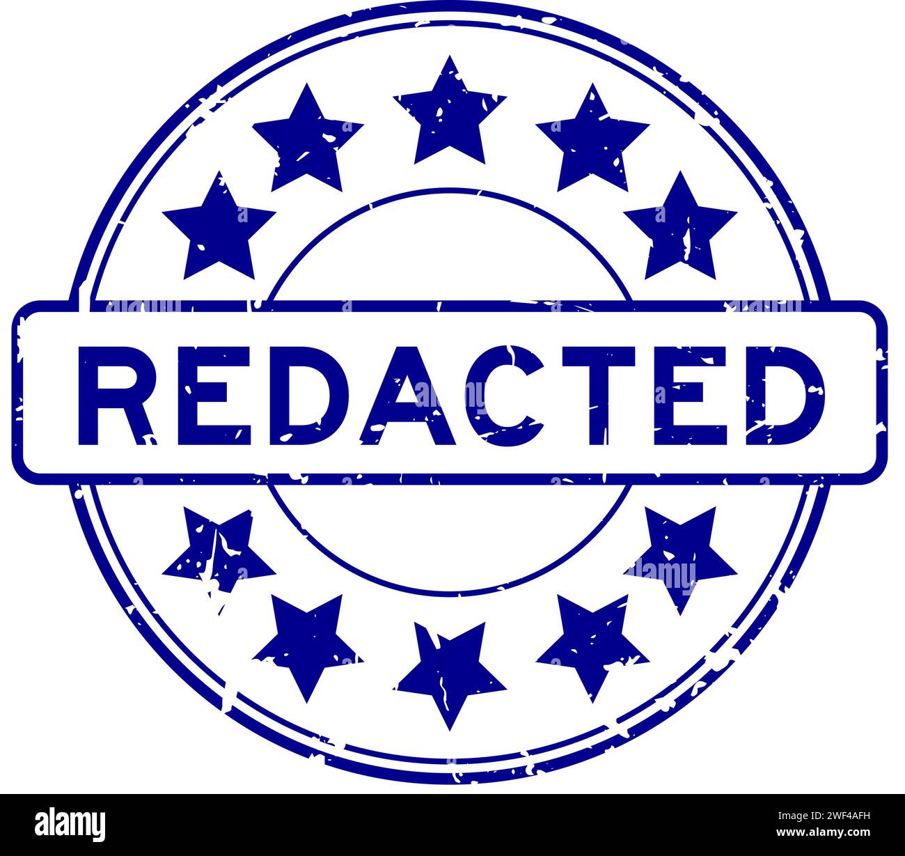 Grunge blue redacted word round rubber seal stamp on white background Stock Vector Image & Art ...