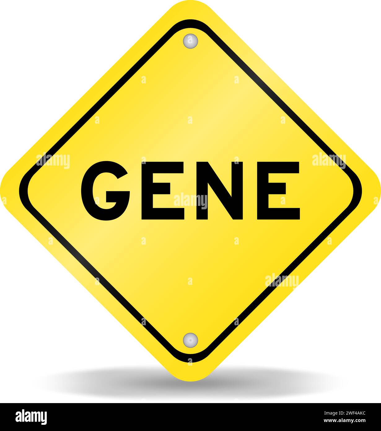 Yellow color transportation sign with word gene on white background ...