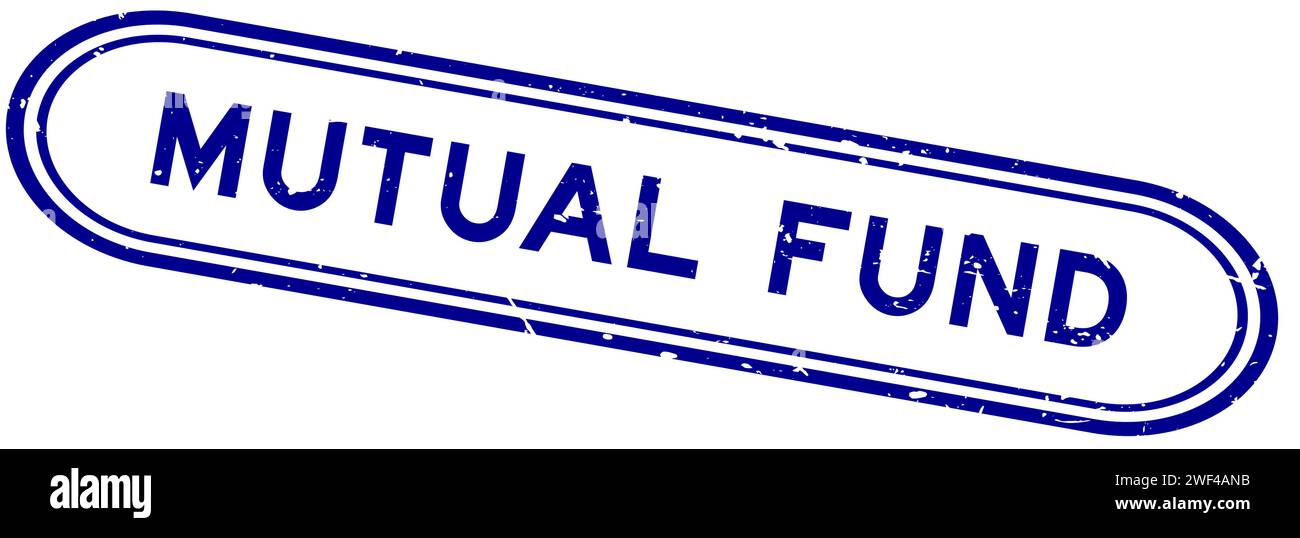 Grunge blue mutual fund word rubber seal stamp on white background ...