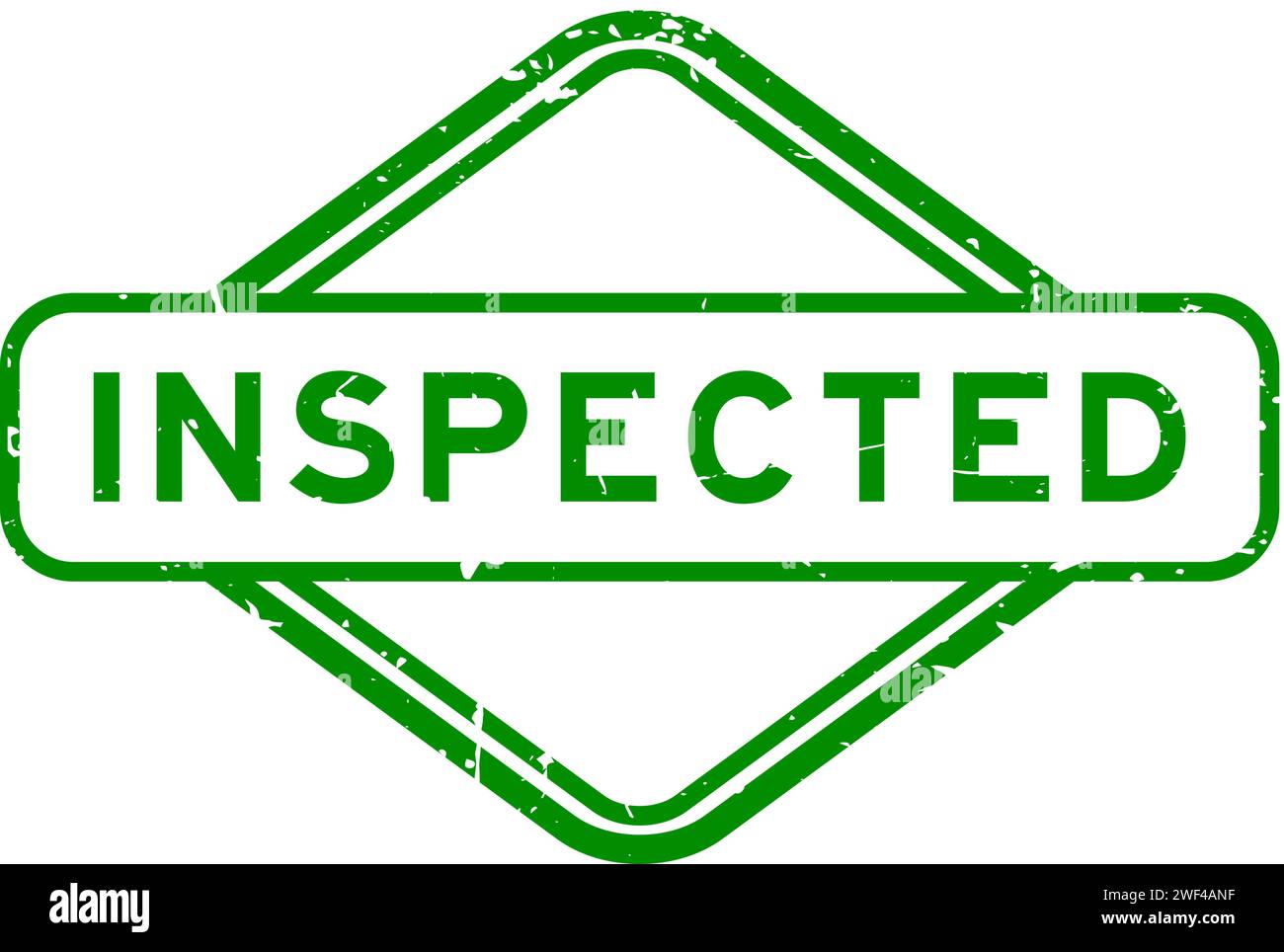 Grunge green inspected word rubber seal stamp on white background Stock ...