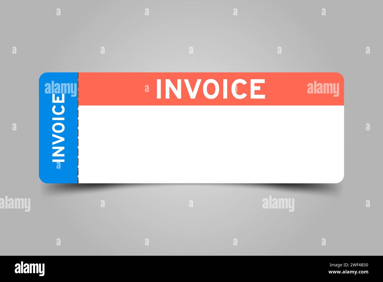 Blue and orange color ticket with word invoice and white copy space ...