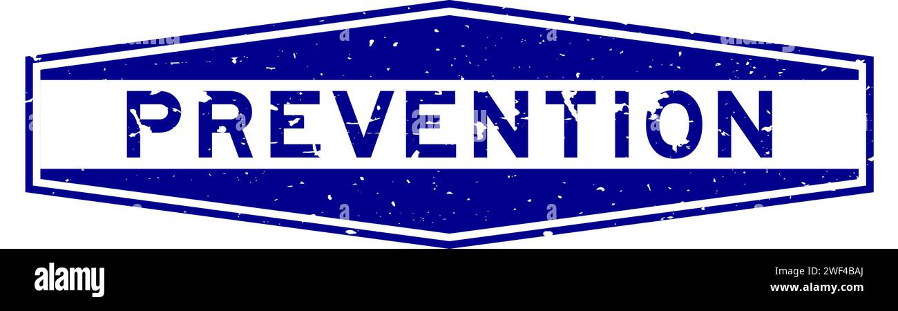 Grunge blue prevention word hexagon rubber seal stamp on white background Stock Vector Image ...