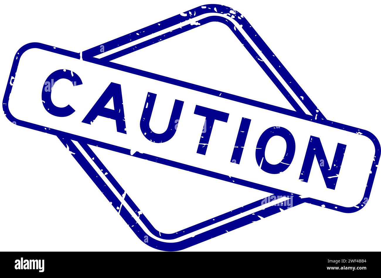 Grunge blue caution word rubber seal stamp on white background Stock ...