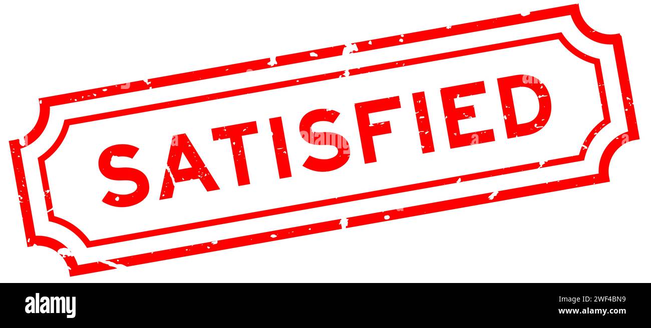 Grunge red satisfied word rubber seal stamp on white background Stock ...