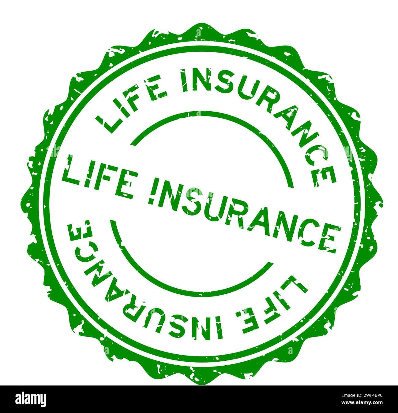 Grunge green life insurance word round rubber seal stamp on white ...