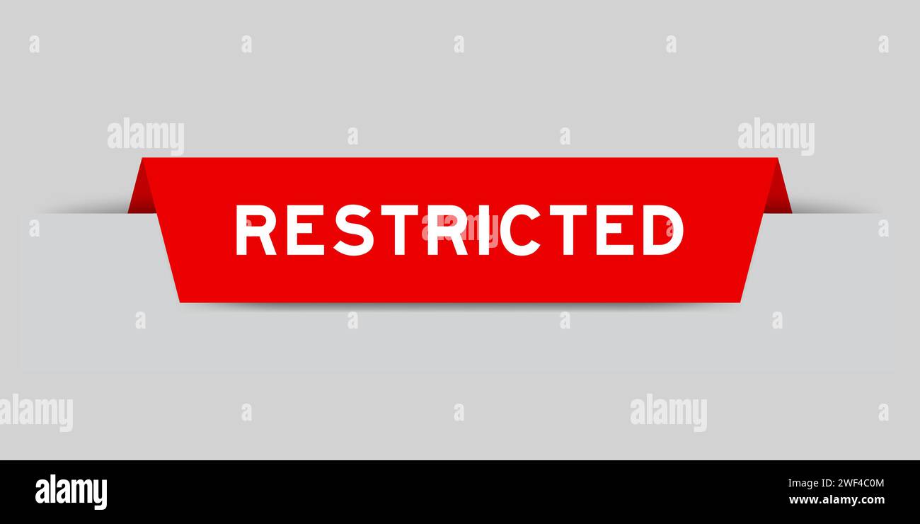 Red color inserted label with word restricted on gray background Stock ...