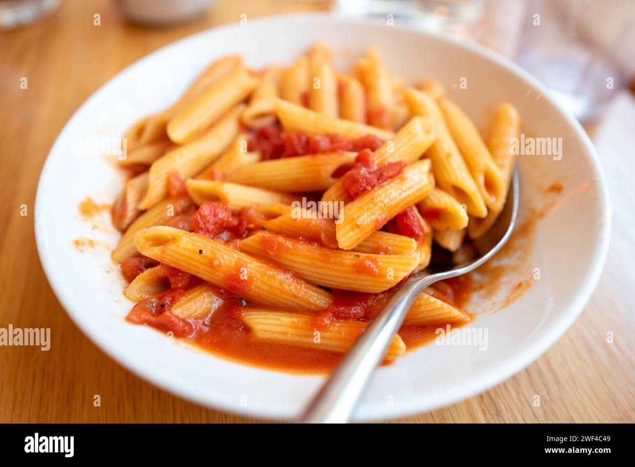 San Ramon, USA. 26th June, 2023. Close-up of penne pasta with marinara ...