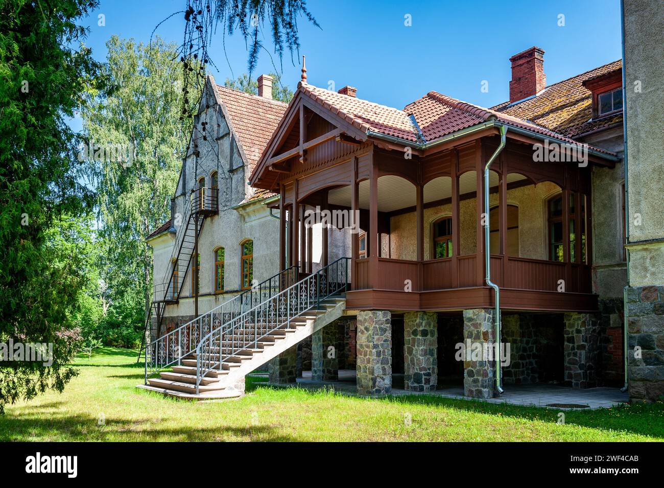 Meru Manor and Smiltene District Museum. Picturesque backdrop of a ...