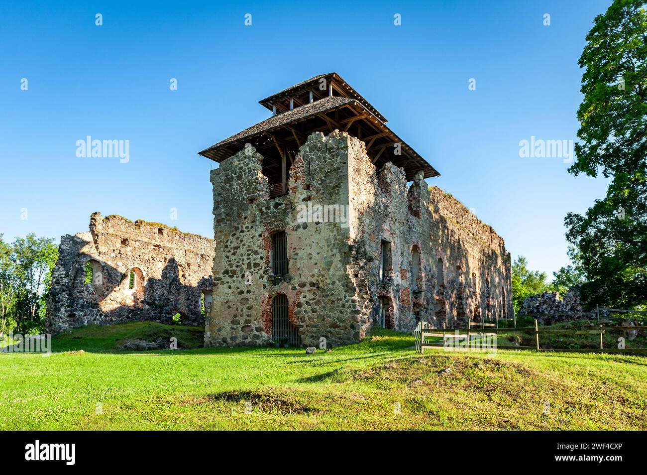 Medieval Castle Ruins in Latvia Rauna. Old Stoune Brick Wall of Raunas ...