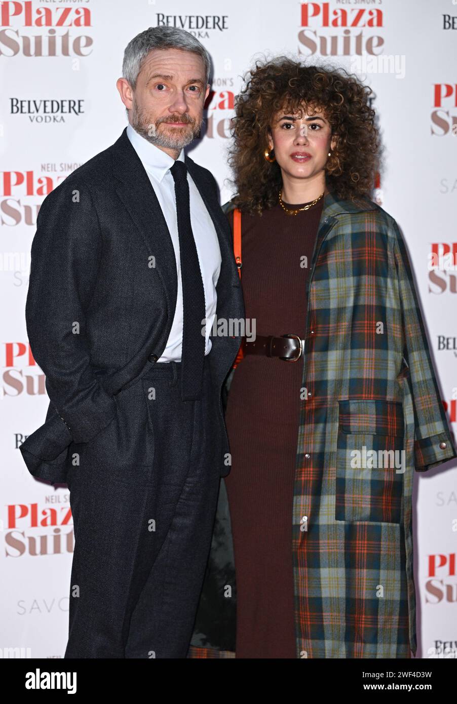London, UK. January 28th, 2024. Martin Freeman and Rachel Mariam arriving at the gala ...