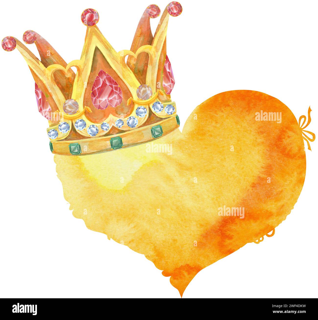 watercolor yellow heart with light and shade, painted by hand Stock ...